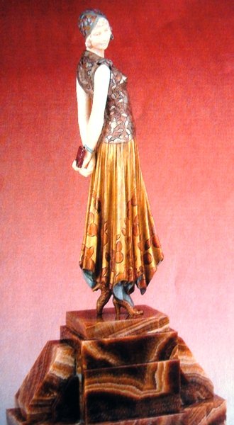 465: Signed Bronze & Ivory Deco Book Lady Chiparus