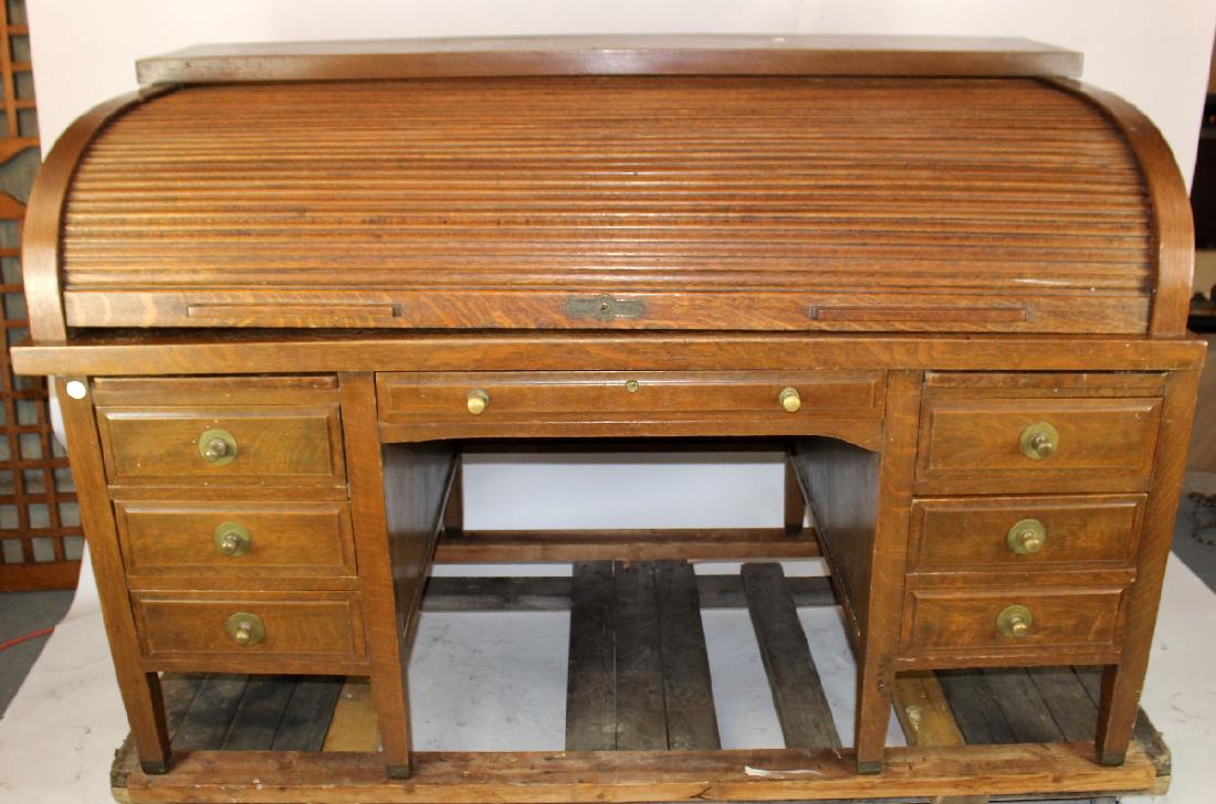 Fielder & Allen oak roll top desk