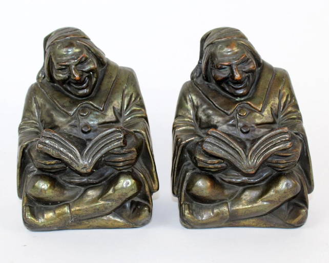 Pair Of Ruhl Bronze Clad Monk Bookends