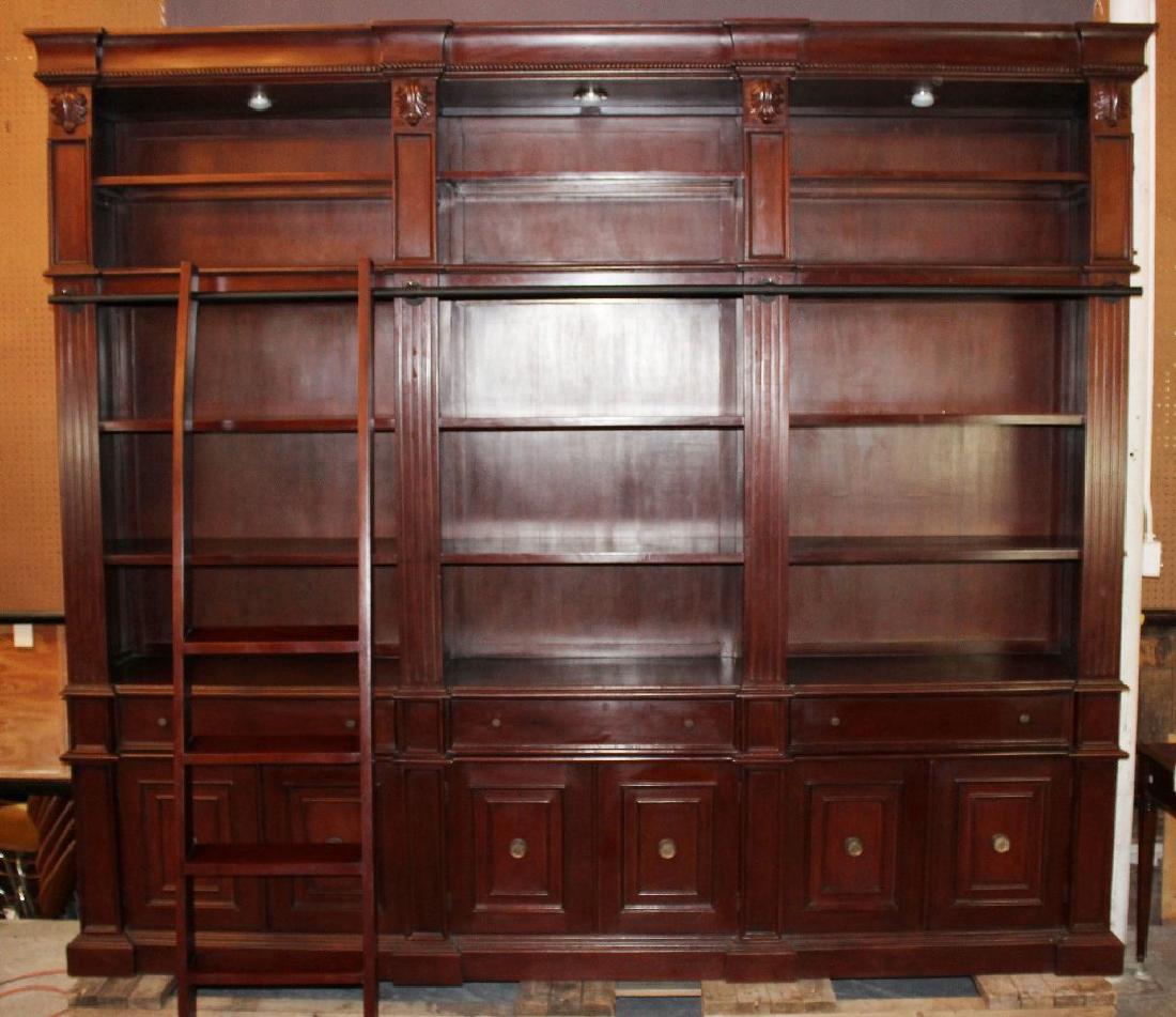 Tuscan style 3-story library cabinet