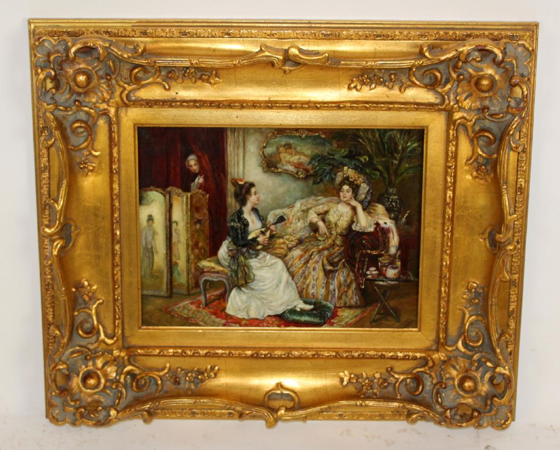 City Scene Oil on Canvas Painting T. Carson 44" x 56"