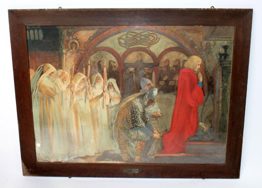 "Oath of Knighthood" by Abbey antique print