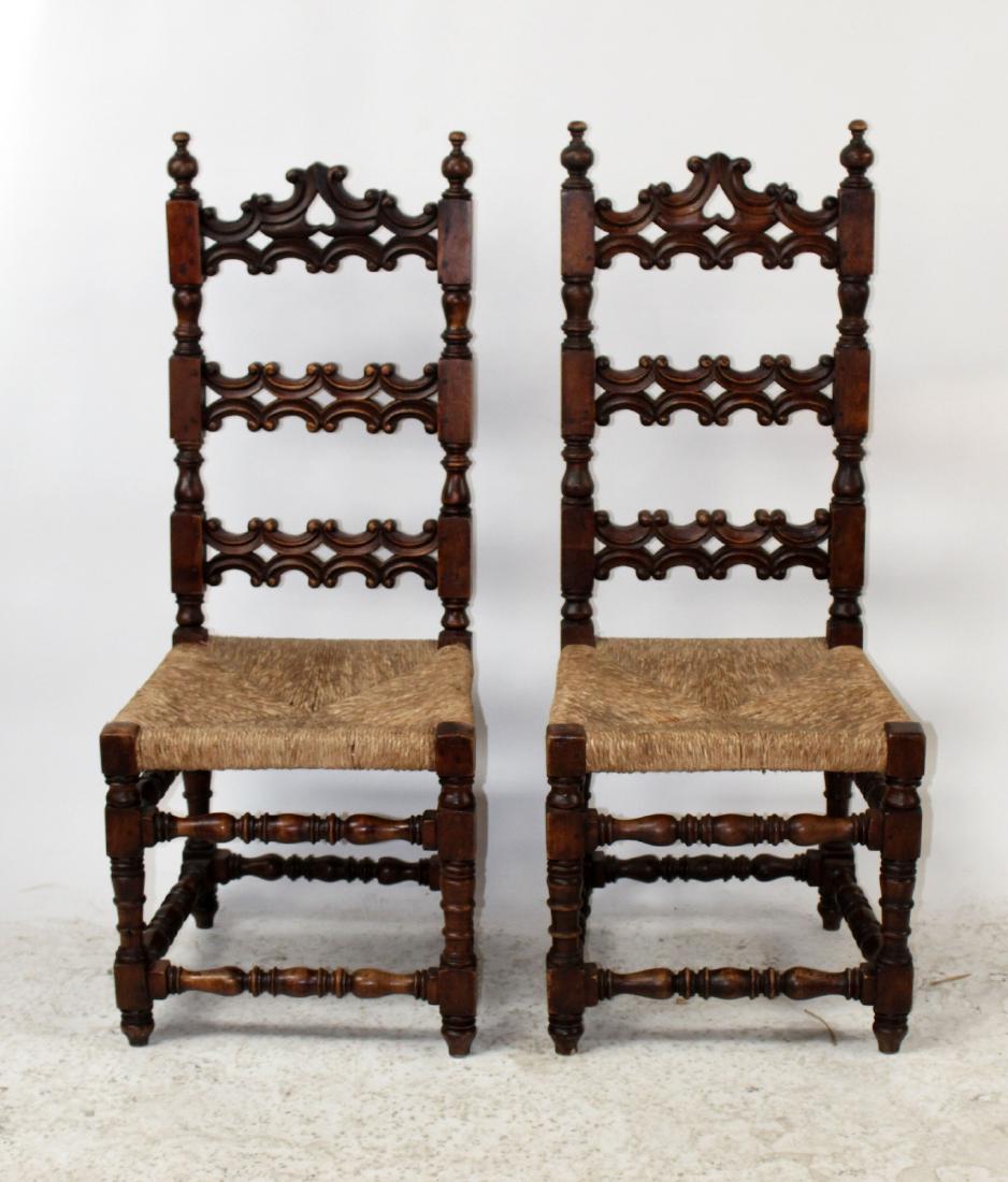 Pair of Gothic Revival ladder back chairs