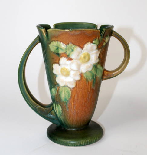 Roseville Pottery White Rose Vase