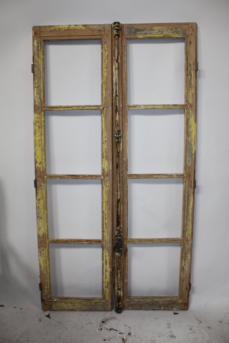 Pair Of French Rustic Window Frames With Elongated Lock