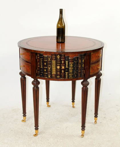 Maitland Smith Tooled Leather Faux Book Library Table