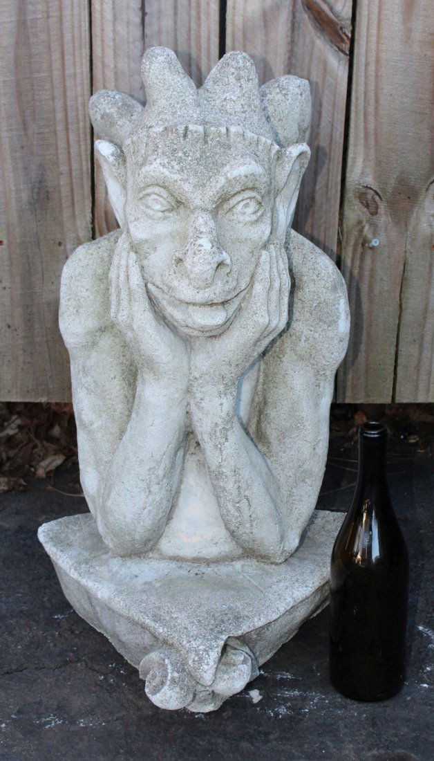 Cast stone gargoyle sculpture