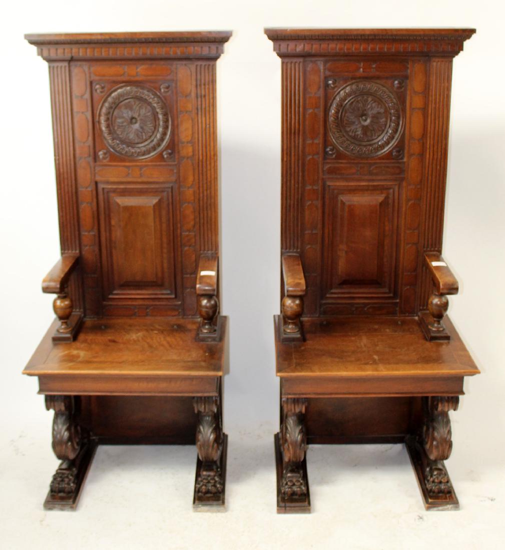 Pair of French Bishop's benches in walnut