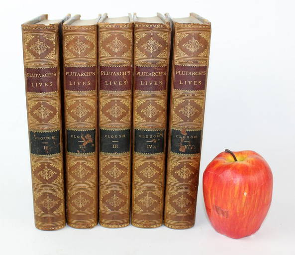 5 Volumes Plutarch's Lives Leather Bound Books