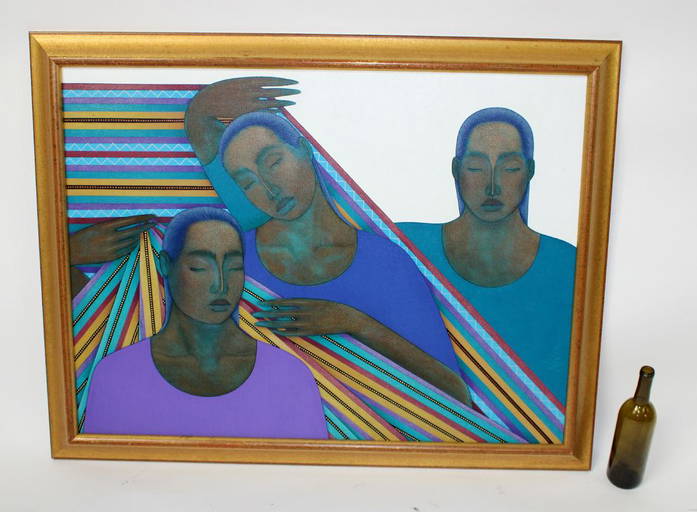 "tres Hermanas" Nivia Gonzalez Oil On Canvas