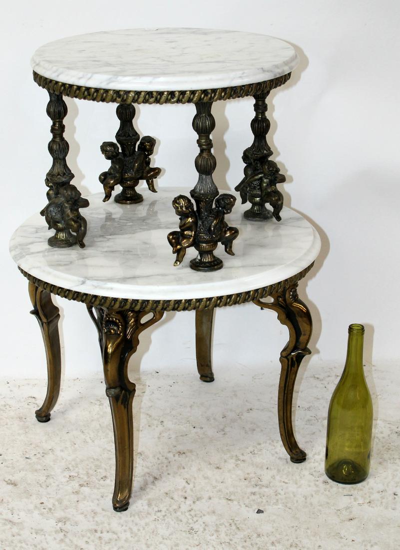 2 tier gilt metal cherub side table with marble - Feb 01, 2020 | King ...