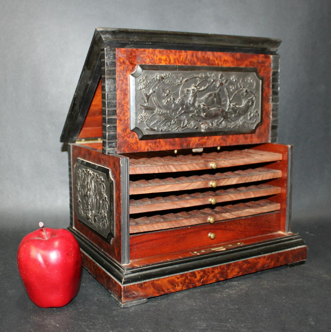 French cigar box in burr cedar with relief panels in - Feb 01, 2020 ...