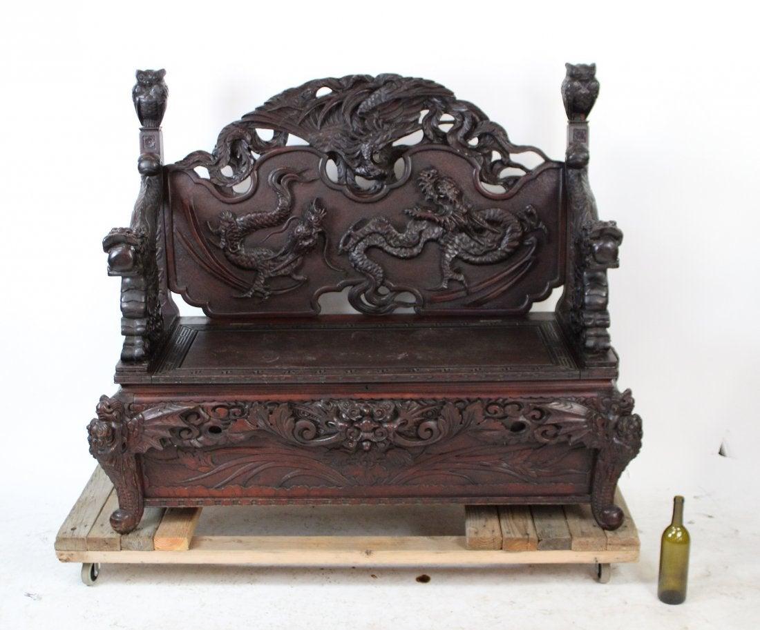 Japanese relief carved bench with dragons - Mar 07, 2020 | King ...