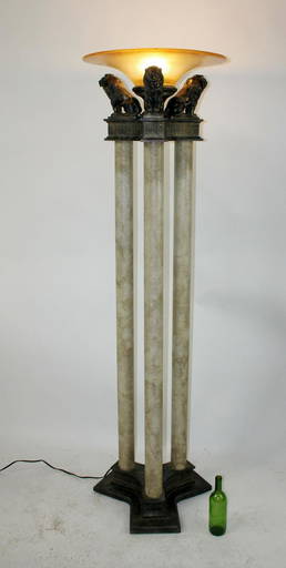 3 Column Floor Lamp With Lions