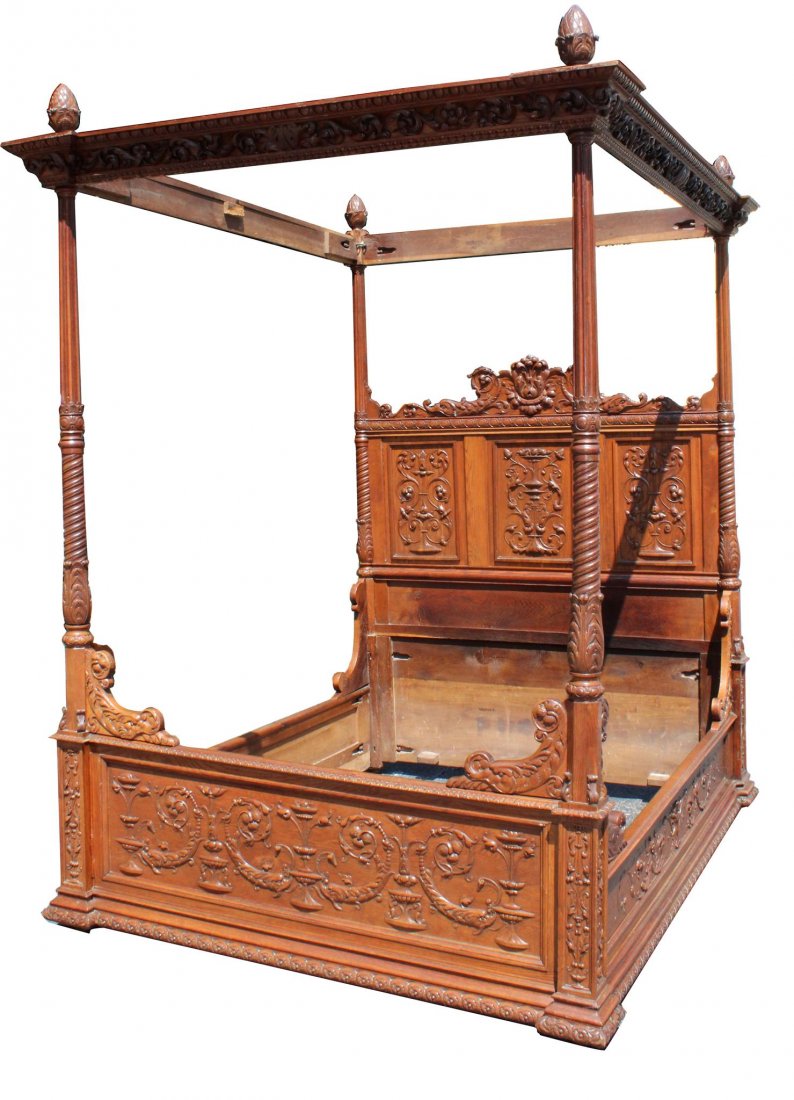 French Renaissance carved oak canopy bed - Sep 26, 2020 | King ...