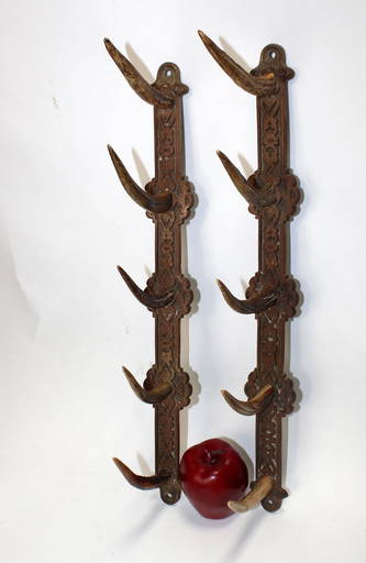 Pair Of Black Forest Antler Hat Racks
