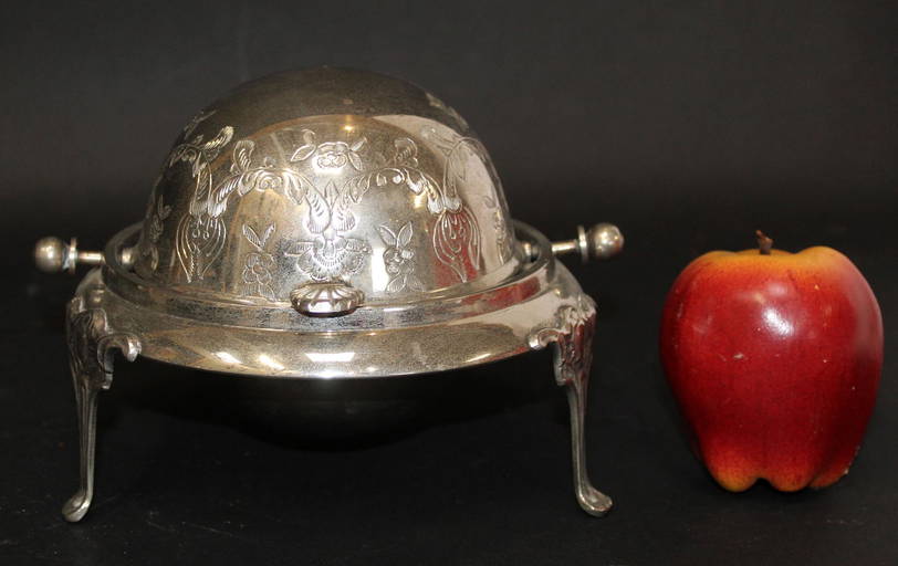 Antique Silver Plated Dome Top Butter Dish