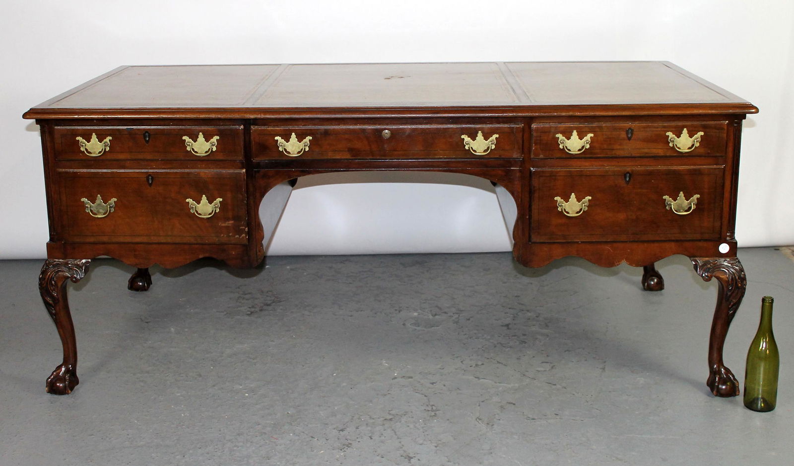 Kittinger Ball & Claw Foot Desk In Mahogany With Leather Top