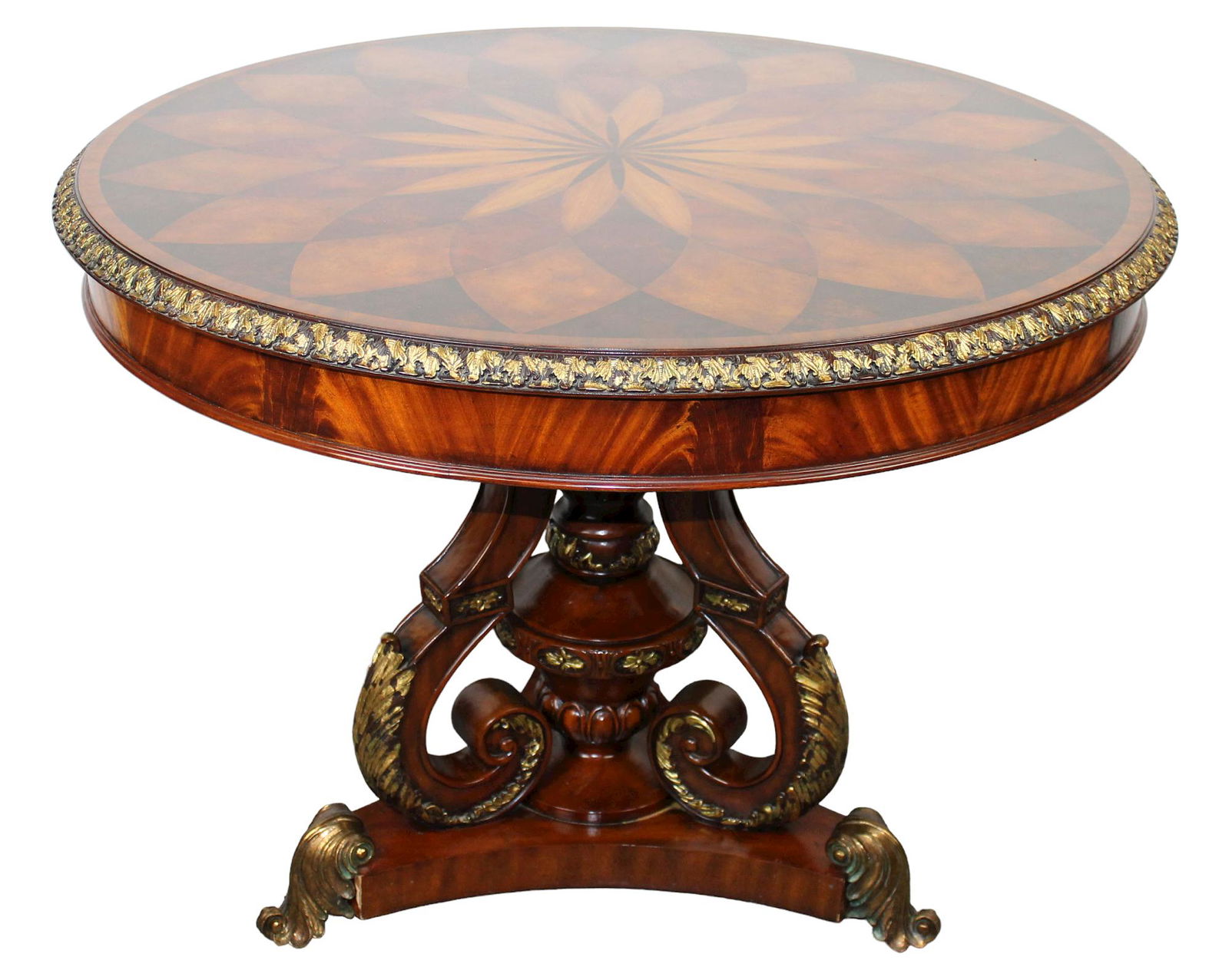 Maitland Smith pedestal base foyer table with sunburst top - Oct 08 ...