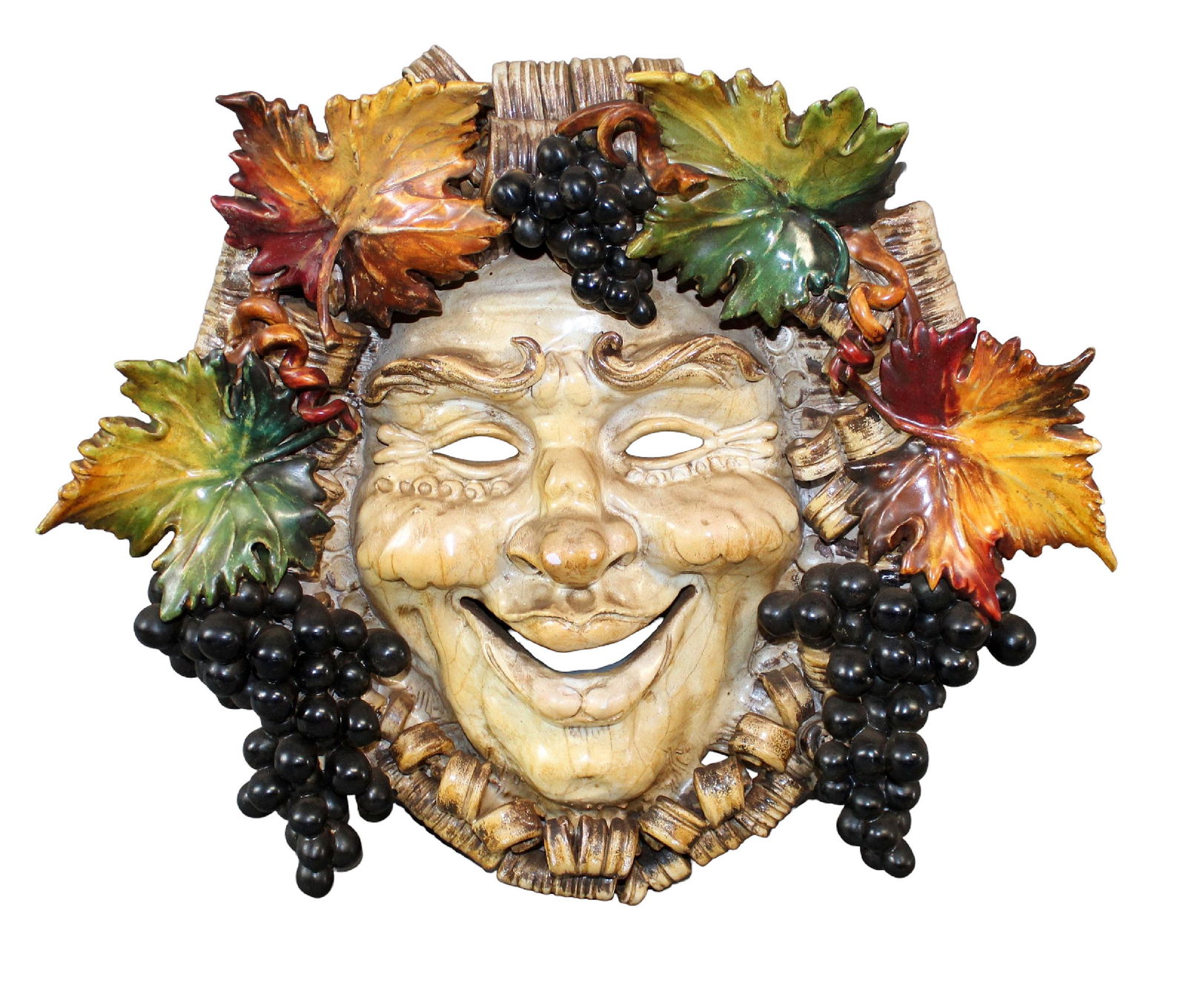 Italian glazed terracotta Bacchus head (#0156) on Jan 07, 2023 | King ...