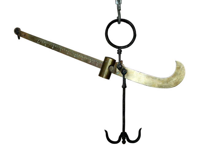 Antique English Gurney Hamilton Butcher's Steelyard Hanging Scale