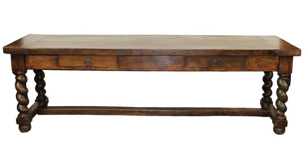 French Bakery Table In Oak With Barley Twist Legs