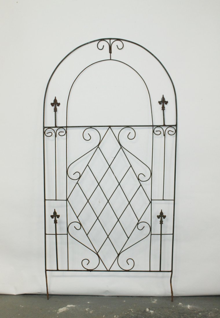 Wrought Iron Garden Trellis With Fleur De Lys