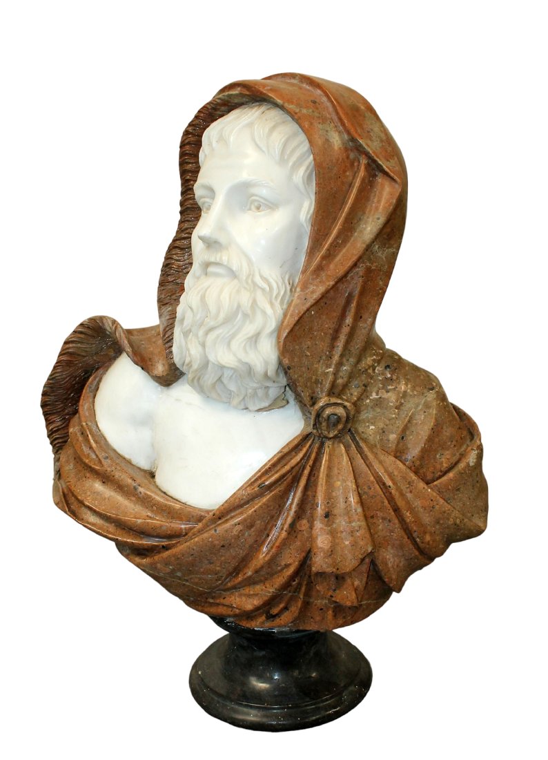 Classical Tri Color Marble Romanesque Bust Of Zeus Auction
