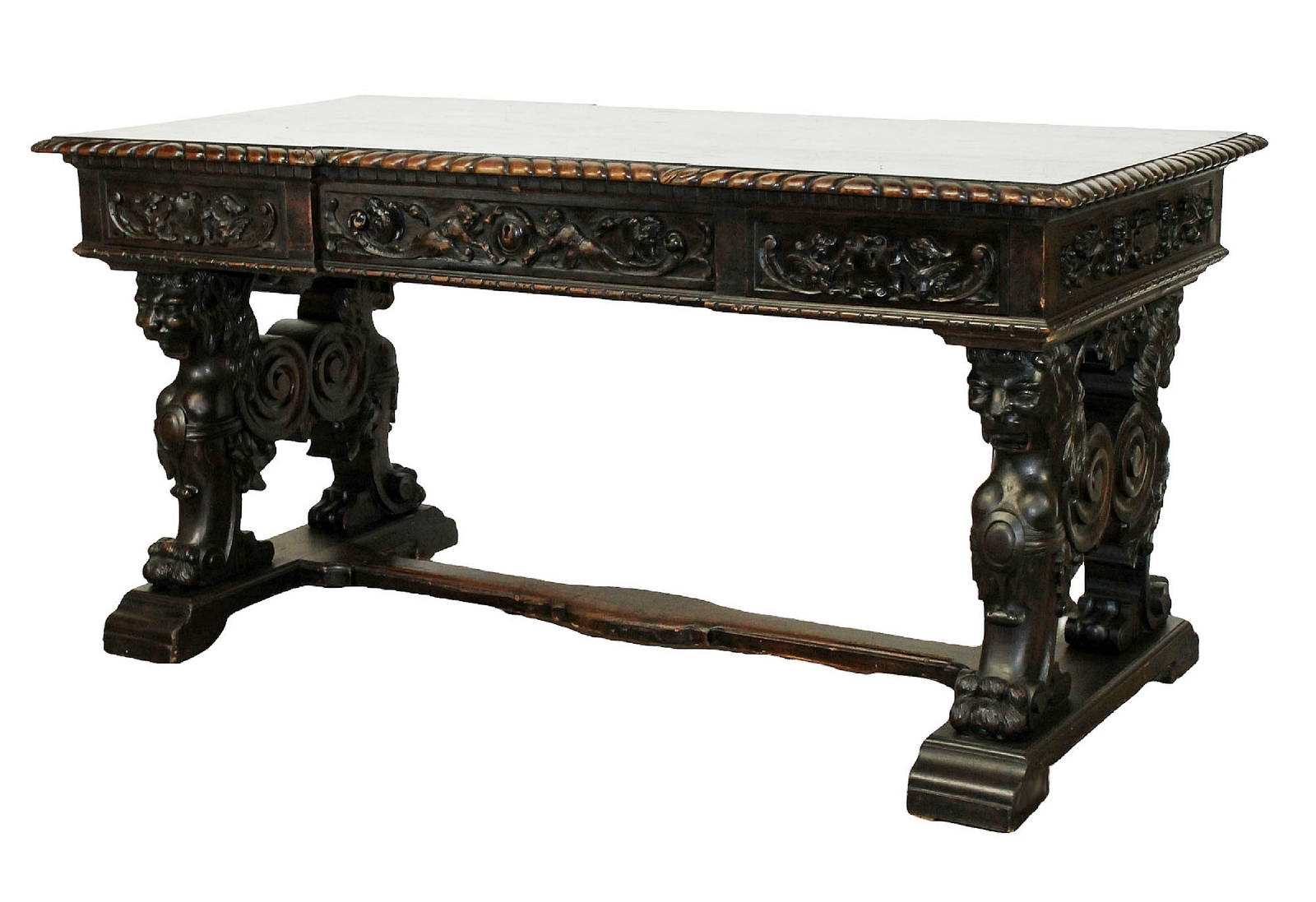 Italian Renaissance Desk With Carved Lion Supports Auction