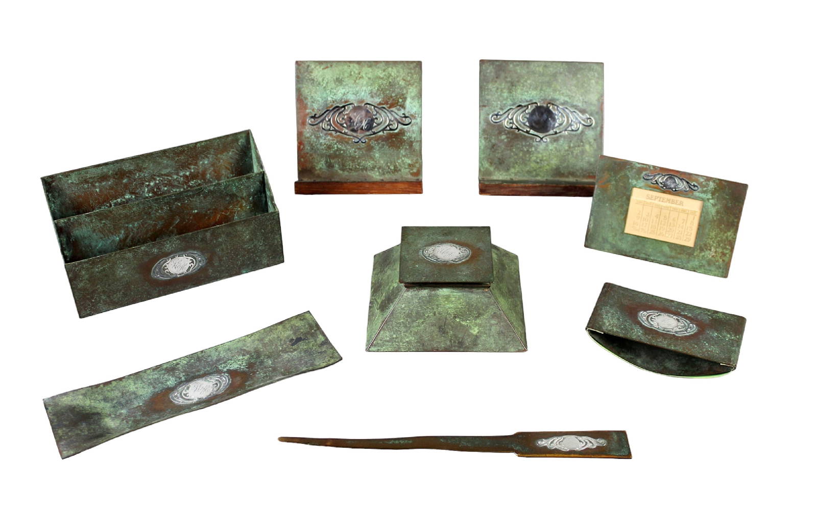 Mid Century 8-piece Copper Desk Set Auction
