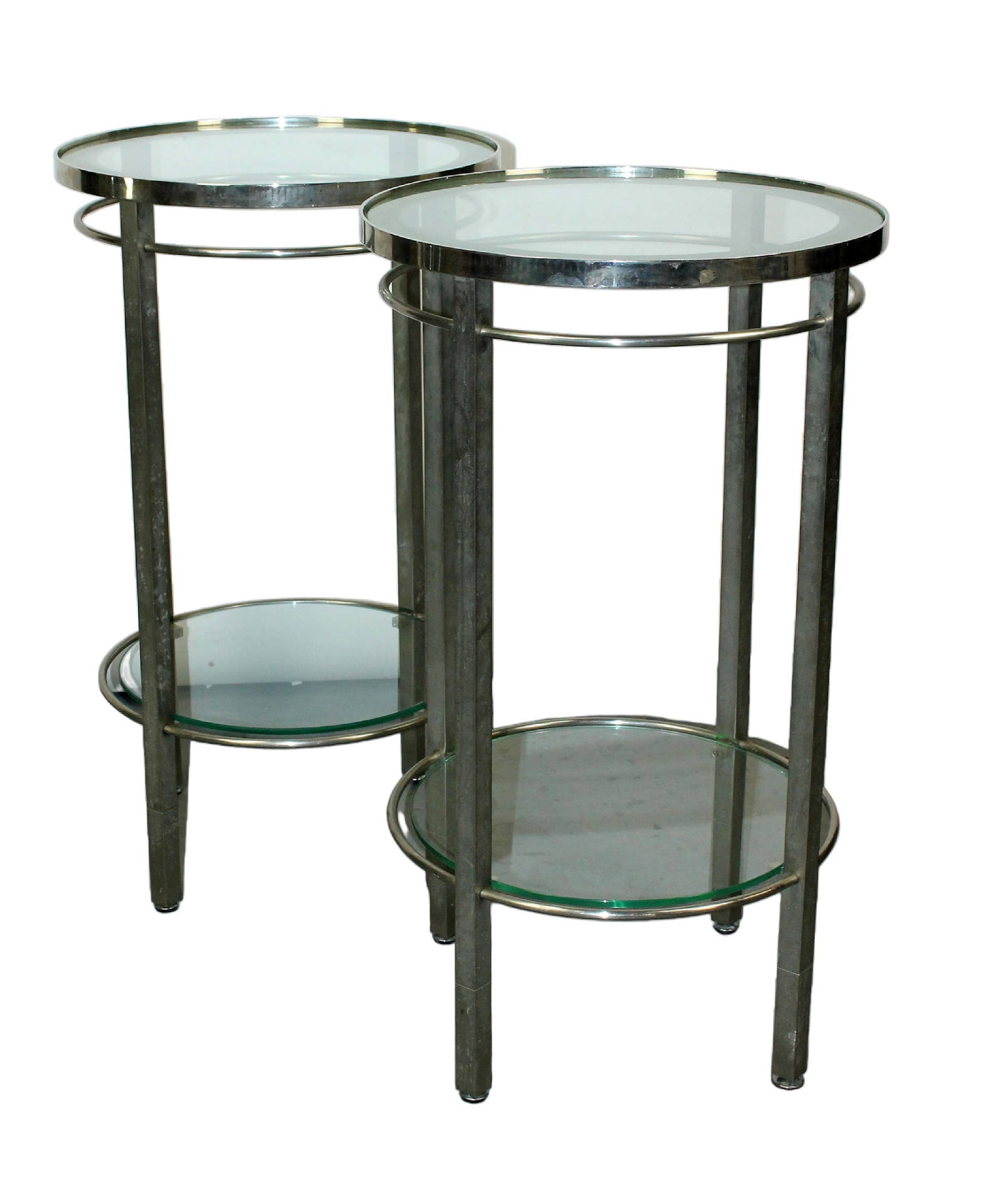 Lot Of 2 French Stainless & Glass Department Store Display Tables Auction