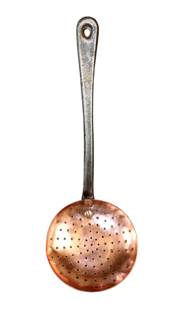 Antique French Copper Slotted Spoon Auction