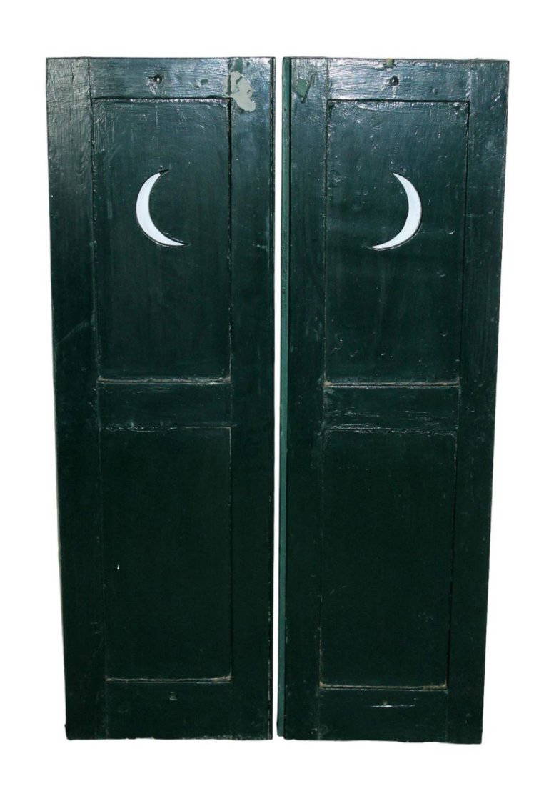 Pair Of American 4' Shutters With Crescent Moon Cut Outs Auction