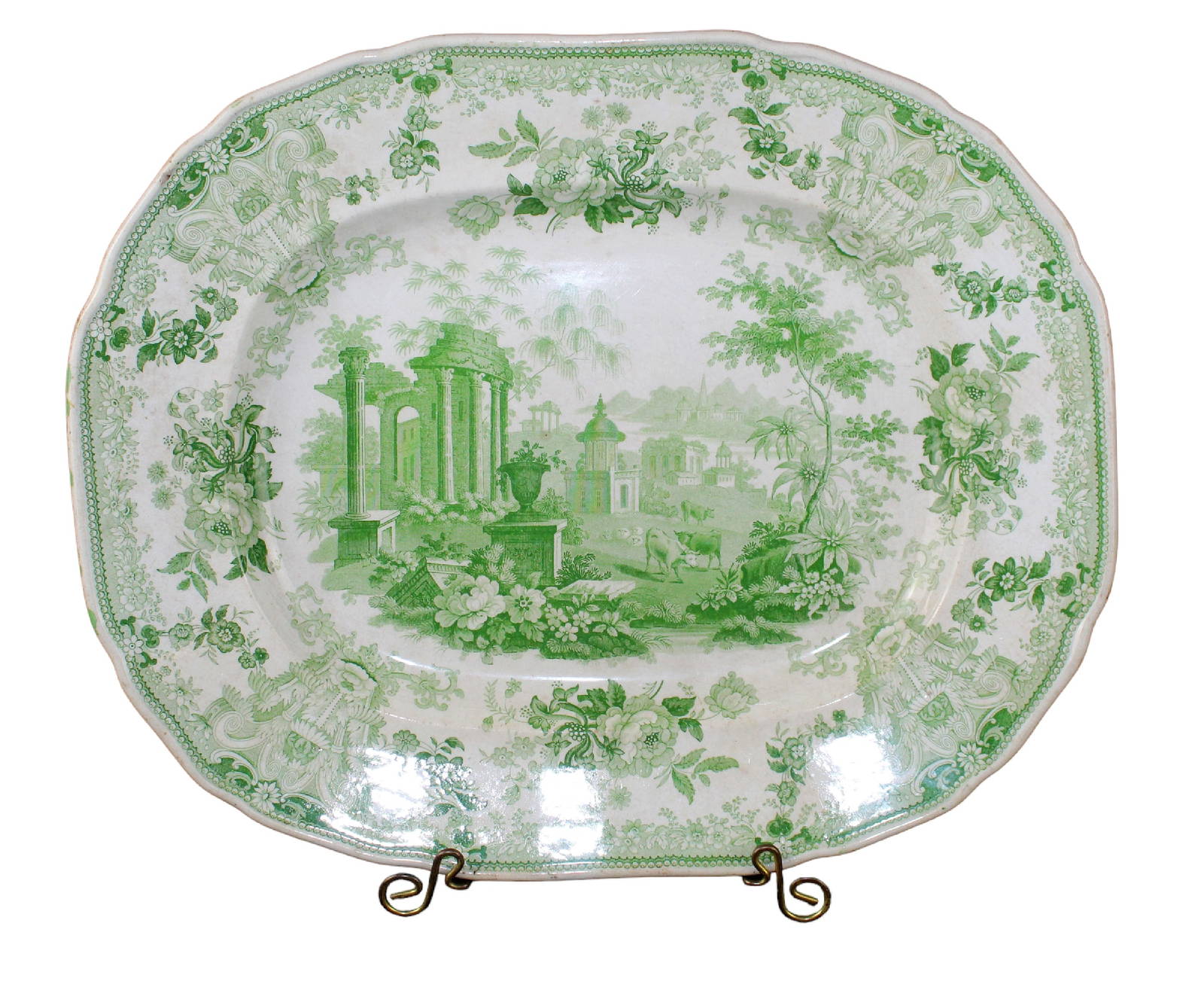 English Morea Green And White Meat Platter Auction