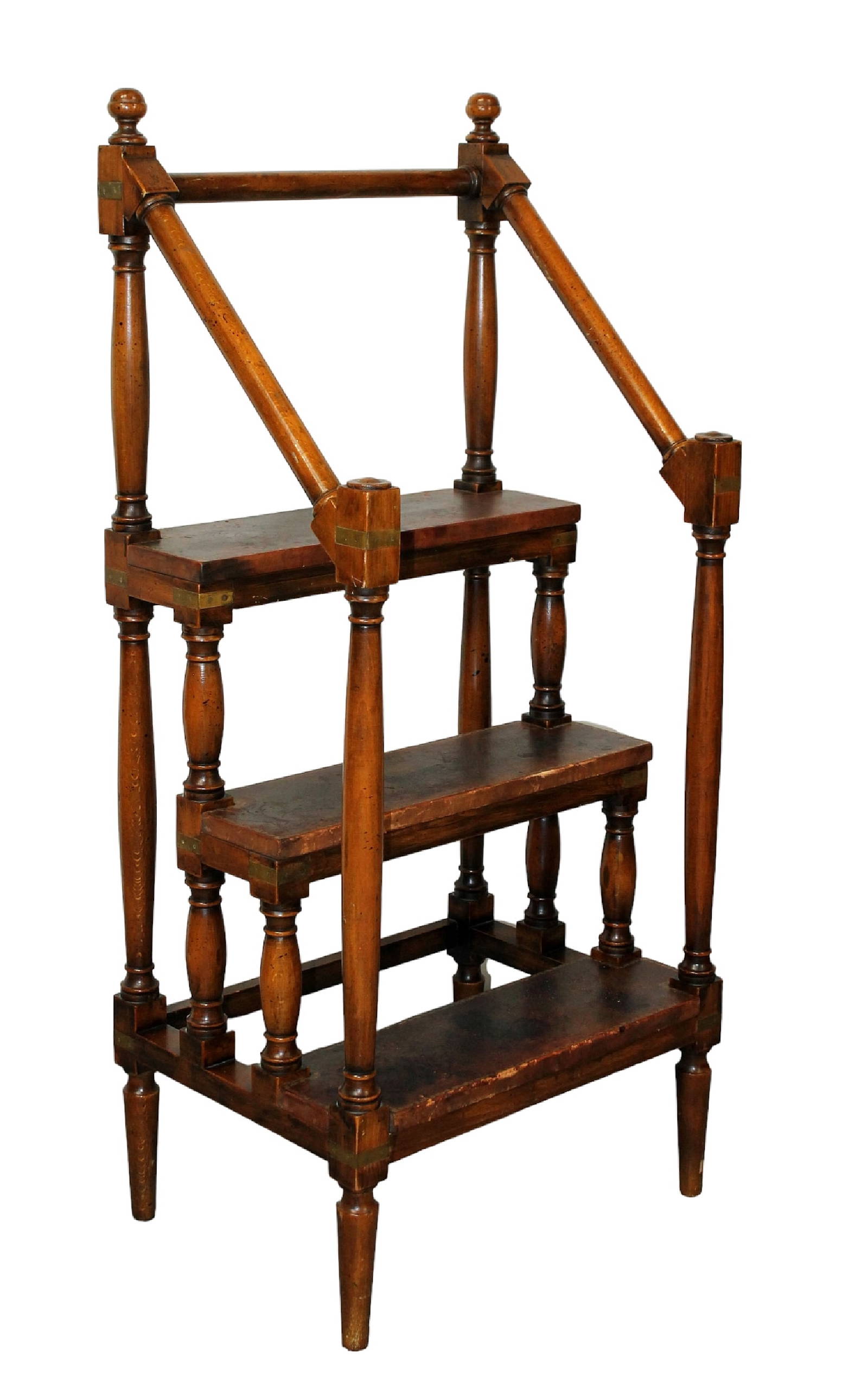 Italian Library Ladder With Tooled Leather Steps Auction
