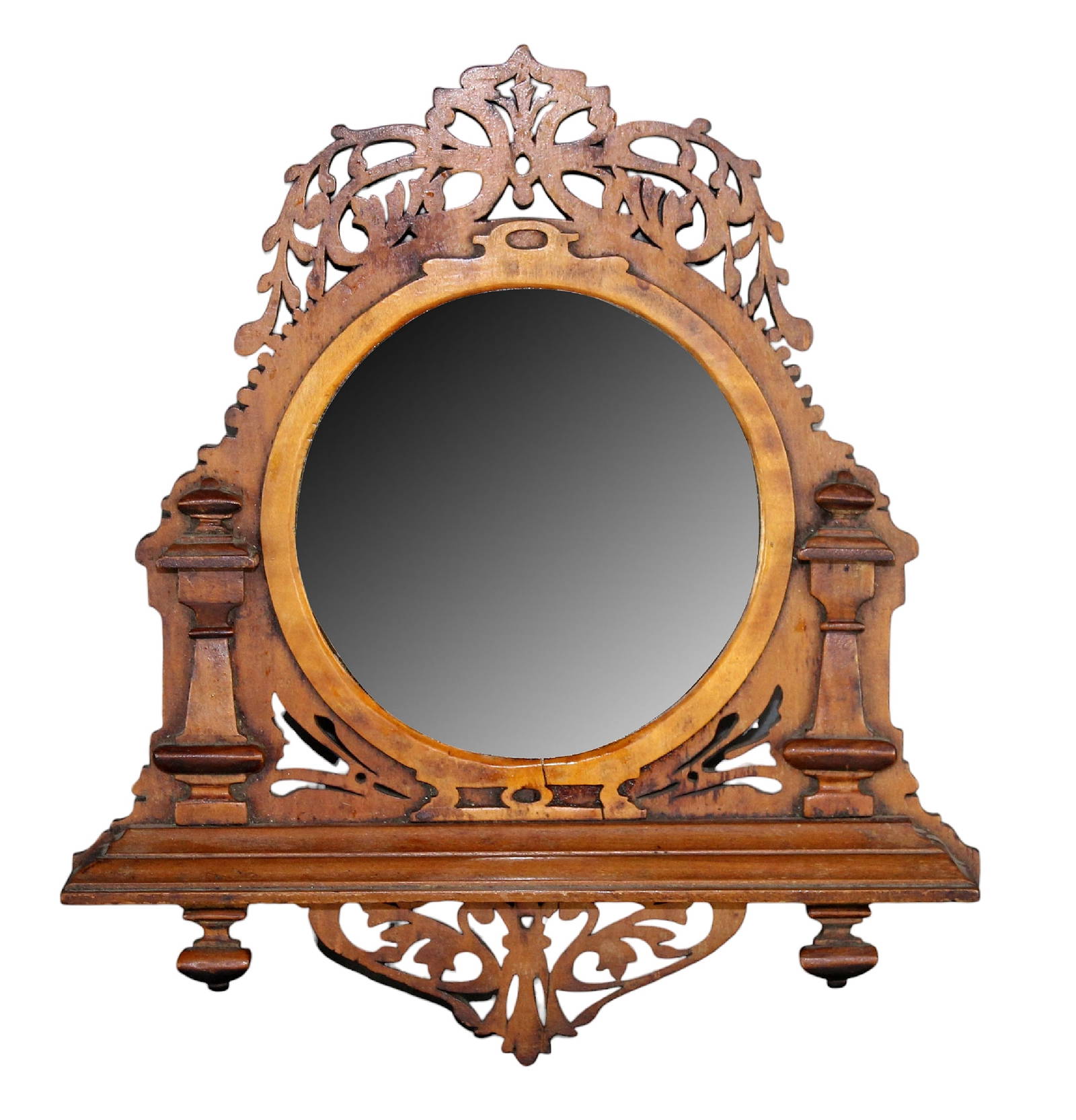 Small Fretwork Butlers Mirror With Convex Glass Auction