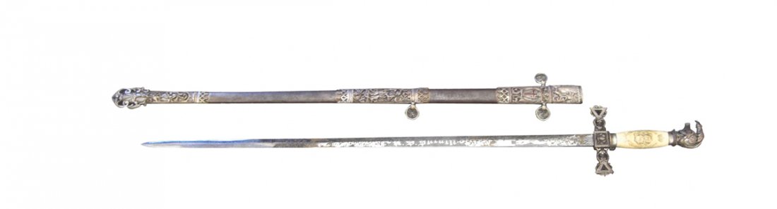Ea Armstrong Masonic Sword With Ivory Handle.