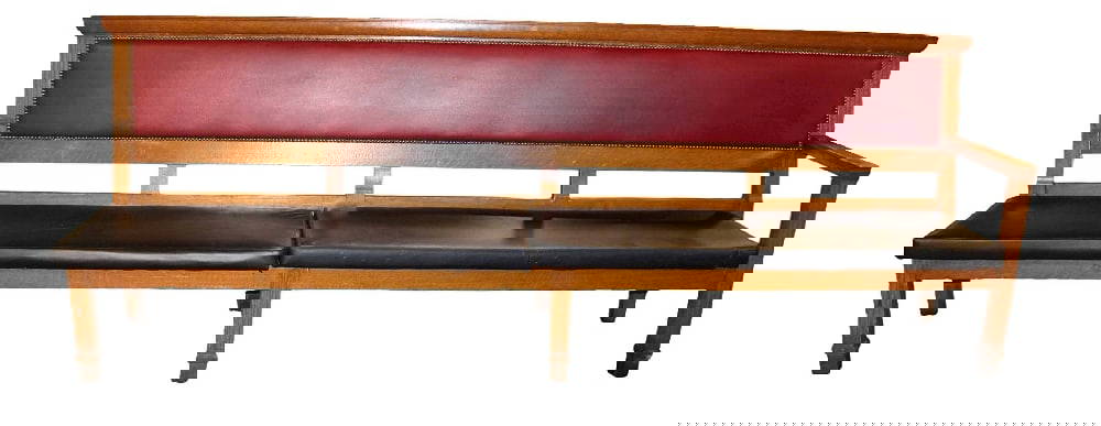 Antique American Oak Train Bench With Left Side Arm