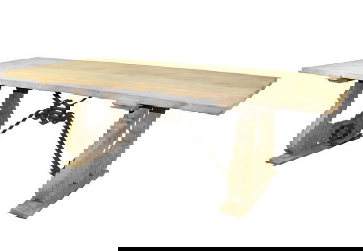 French Bleached Walnut Table With Carved Scrolls