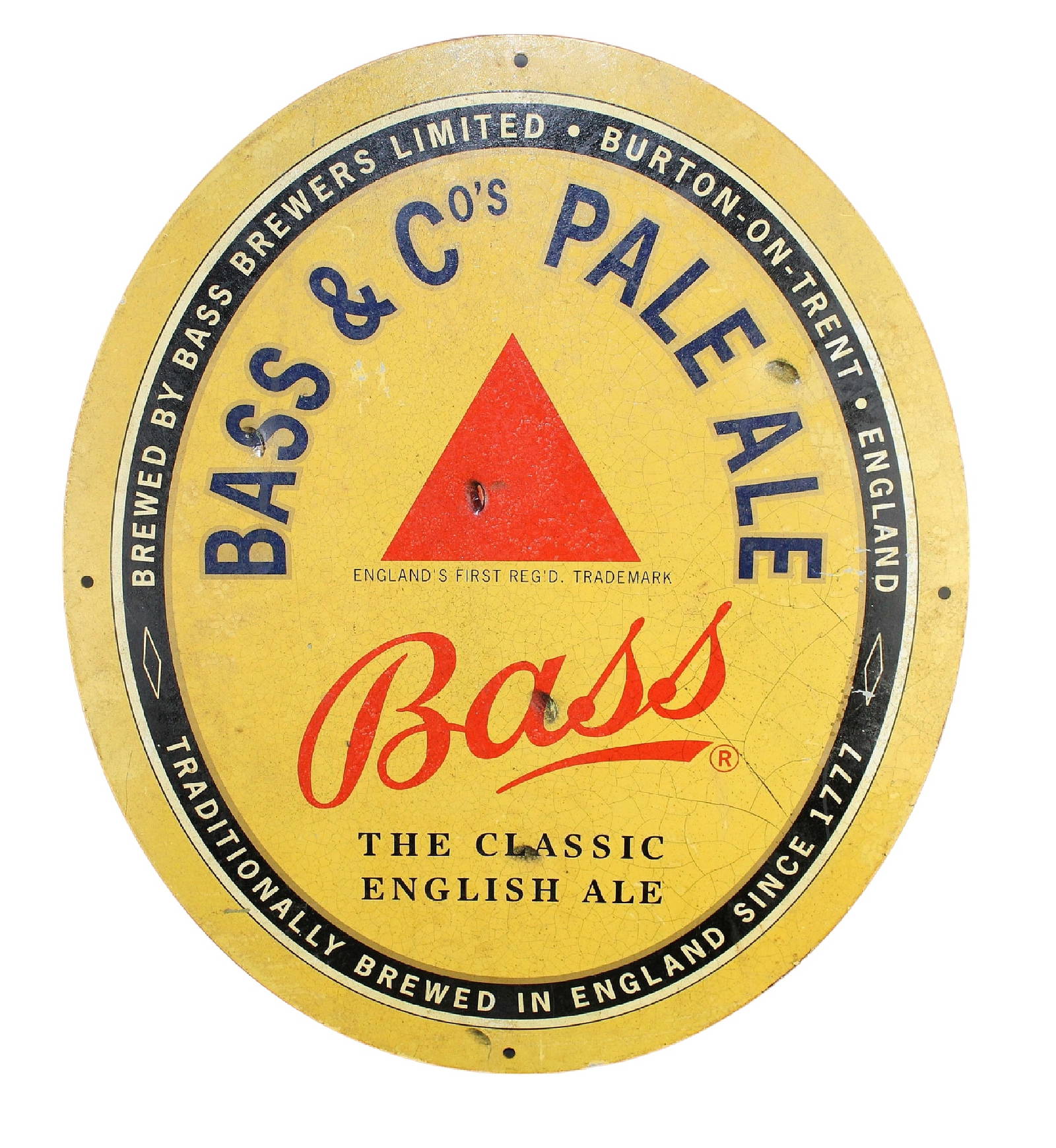 "bass & Co.'s Pale Ale" Oval Painted Metal Pub Sign Auction