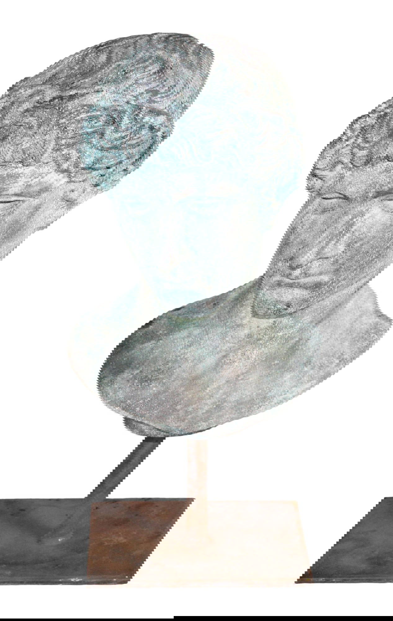 Roman Verdigris Bronze Bust On Stand Auction