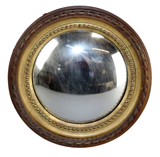 French Louis Philippe Giltwood Butler's Mirror With Convex Glass
