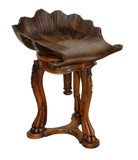 Italian Grotto Style Stool With Shell Seat And Paw Feet