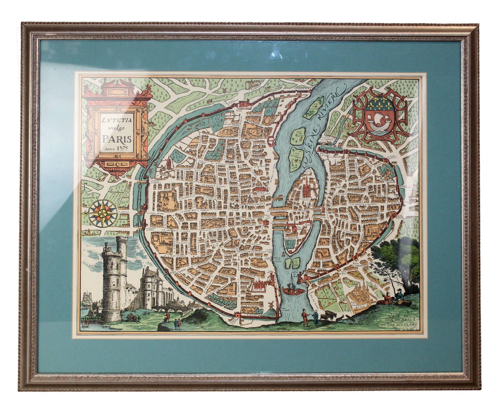 Framed Map Of Paris Auction