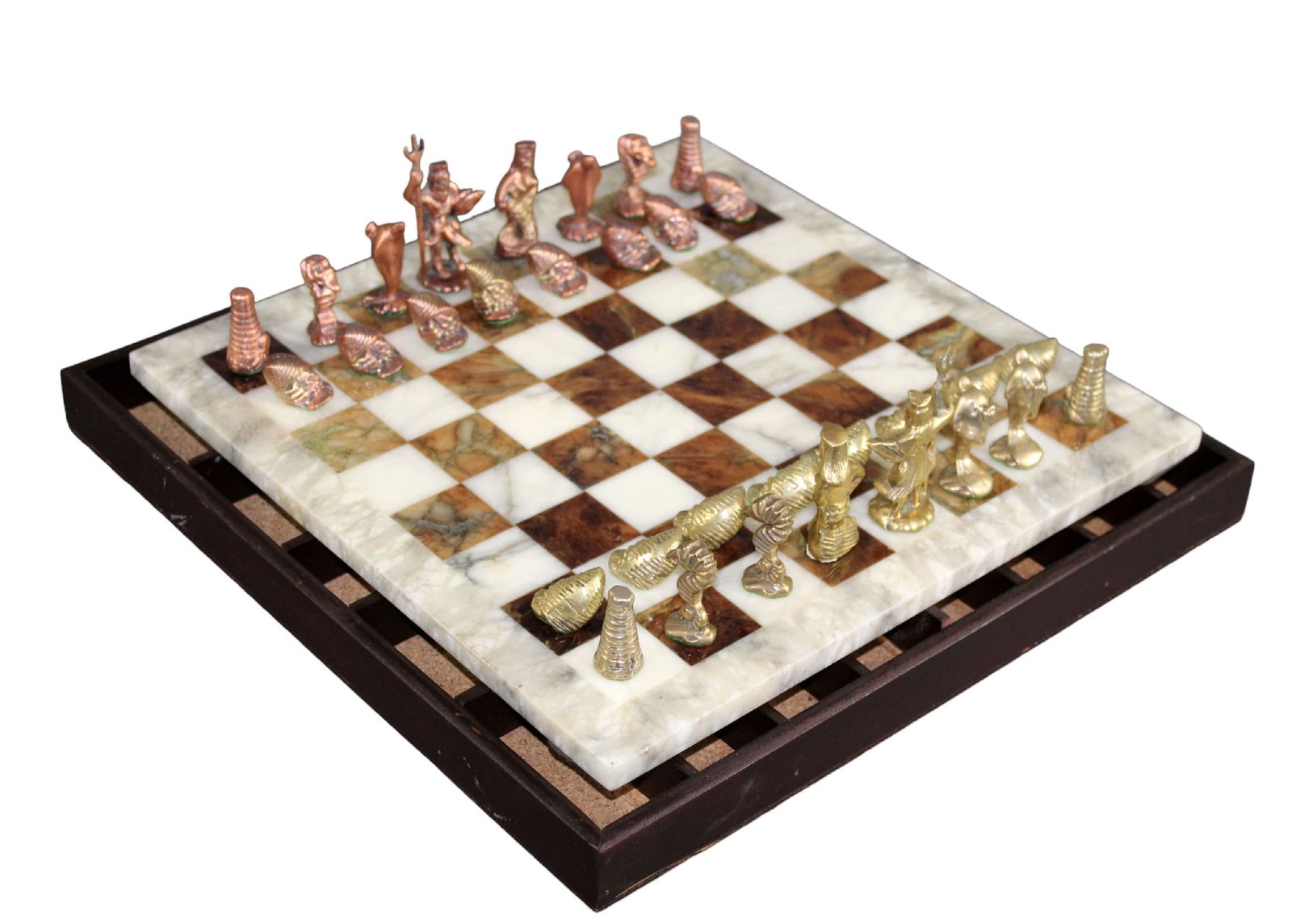 Alabaster Chess Board With Under The Sea Chess Pieces Auction