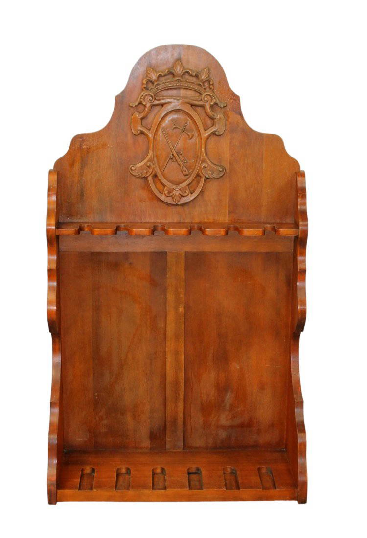 French Long Gun Rack With Carved Crest With Crown Auction