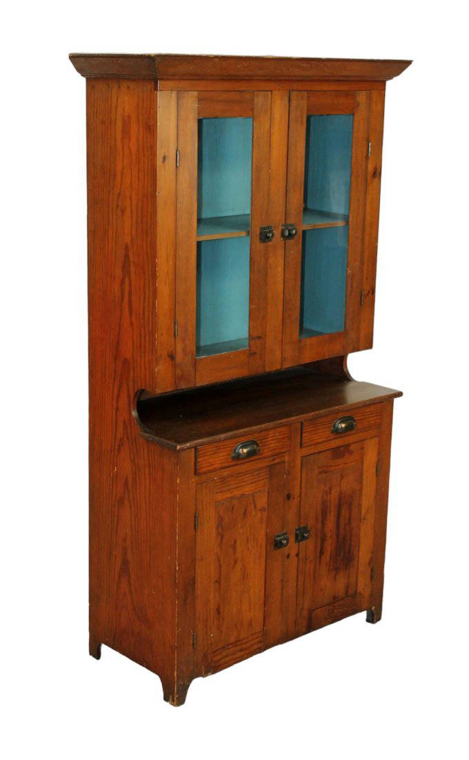 American Primitive Petite Step Back Cabinet In Pine Auction