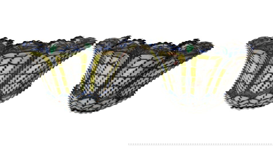 Pair Of Stained And Leaded Glass Sconce Covers