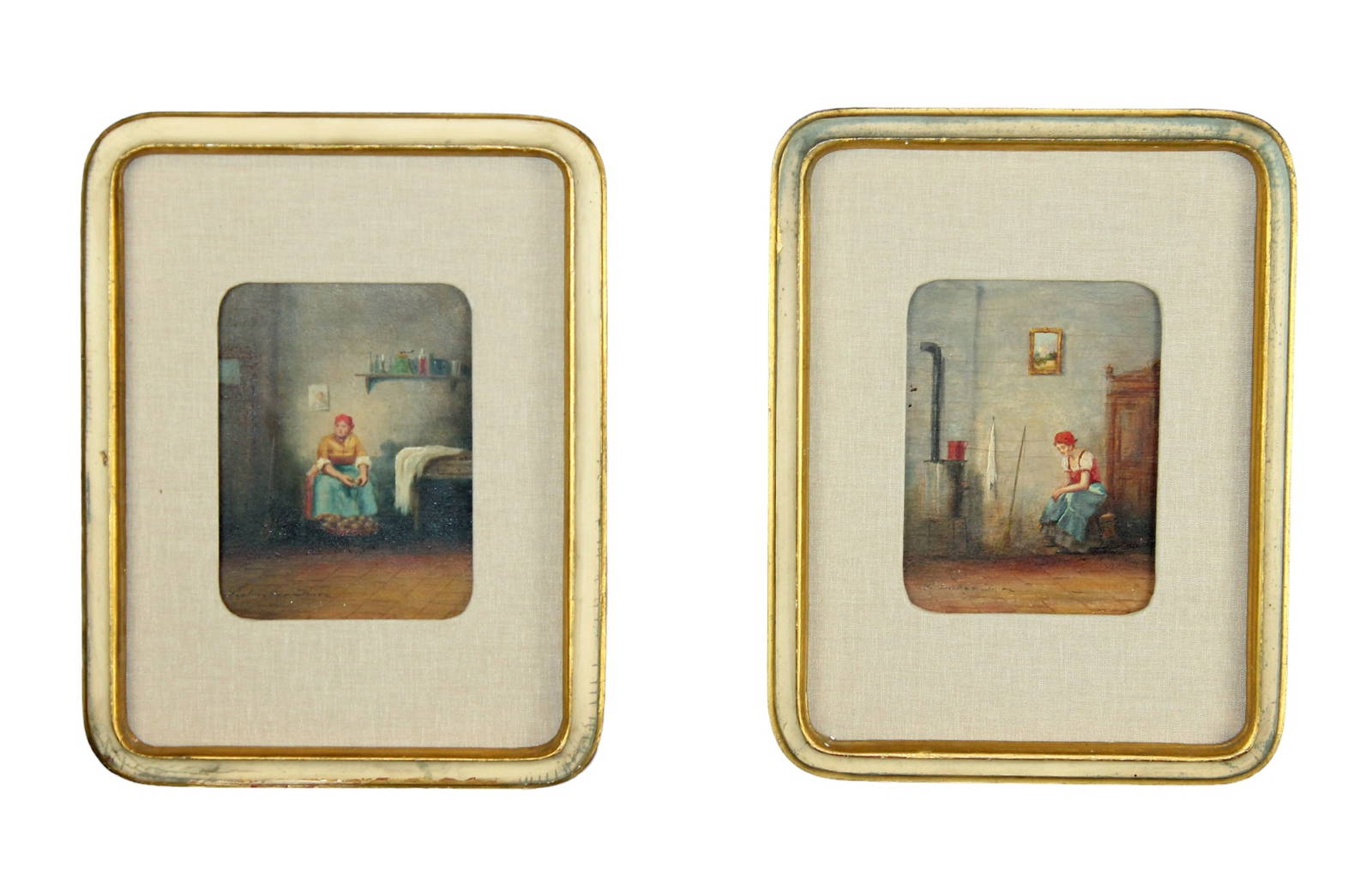 Imre Perlmutter (hungarian, 1892-1935) Pair Of Diminuitve Oil On Board ...