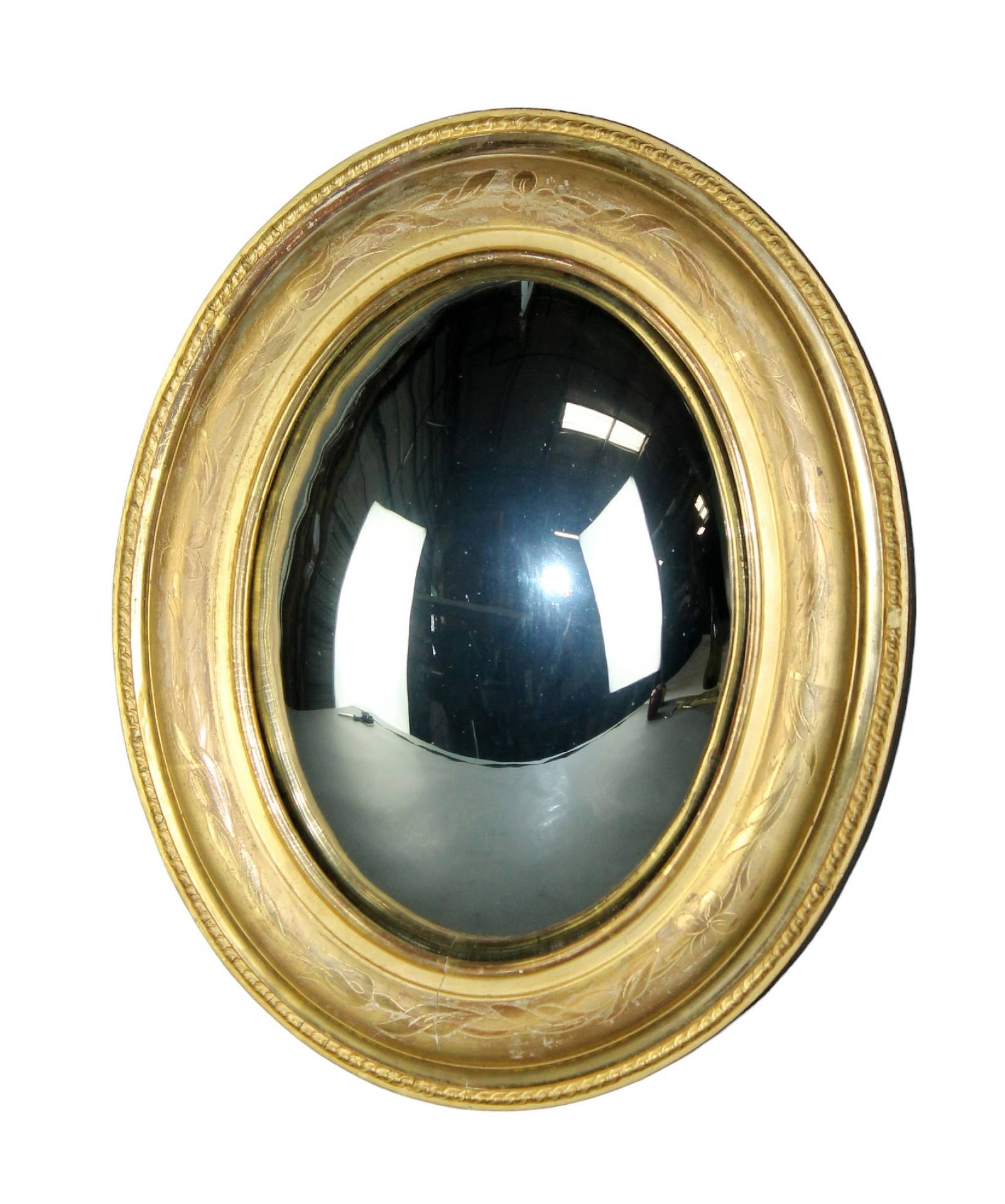French Oval Gilt Convex Butler's Mirror Auction